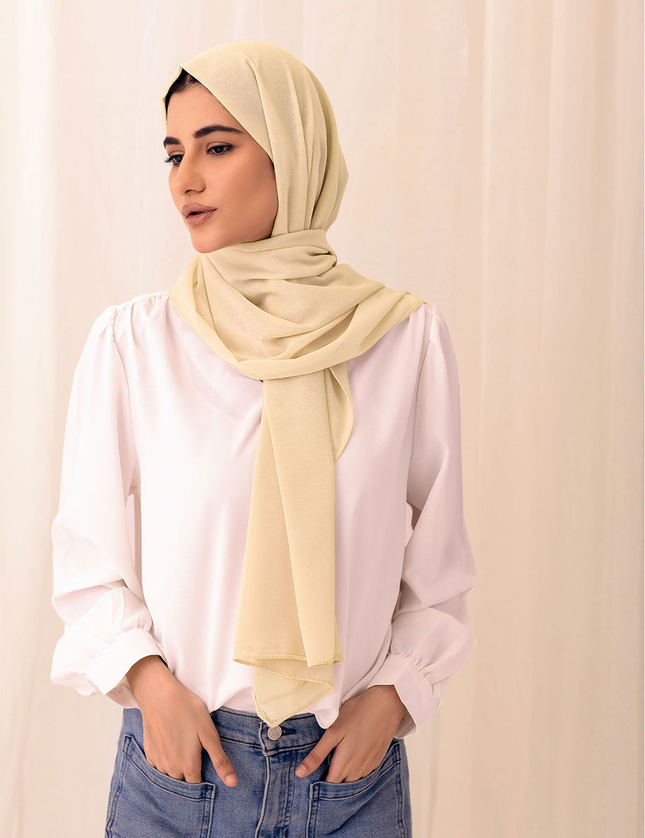 Chiffon Georgette Hijab - Beige Color – The Hijab Company