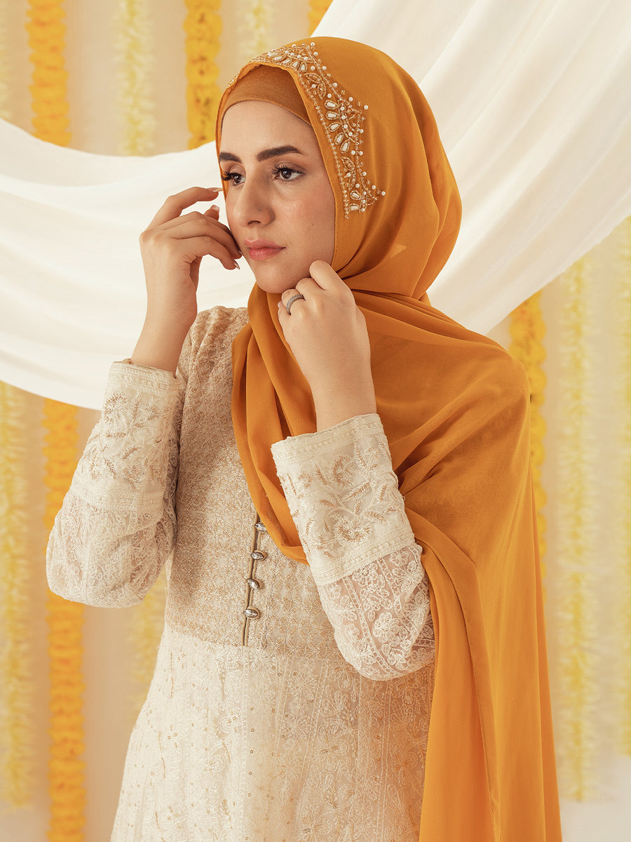 Wedding Hijabs and Bridal Hijabs online in Mustard – The Hijab Company