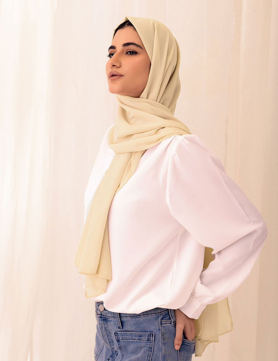 Chiffon Georgette Hijab - Beige Color – The Hijab Company